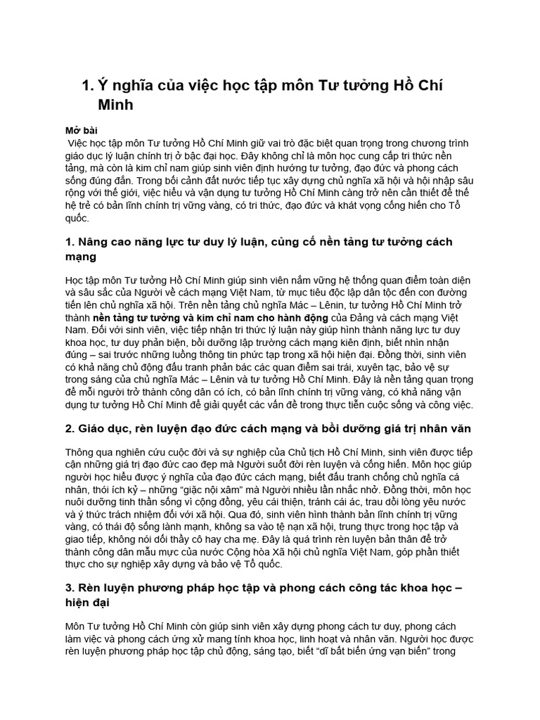 On Thu Tu Tuong HCM | PDF