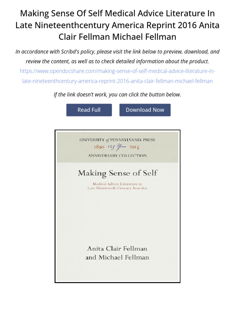 Making Sense Of Self Medical Advice Literature In Late ...