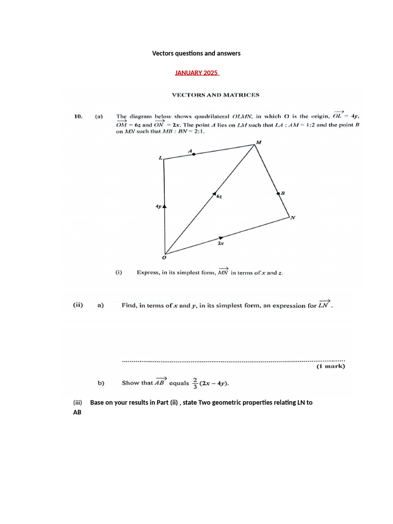 Vectors Questions and Answers Guide | PDF