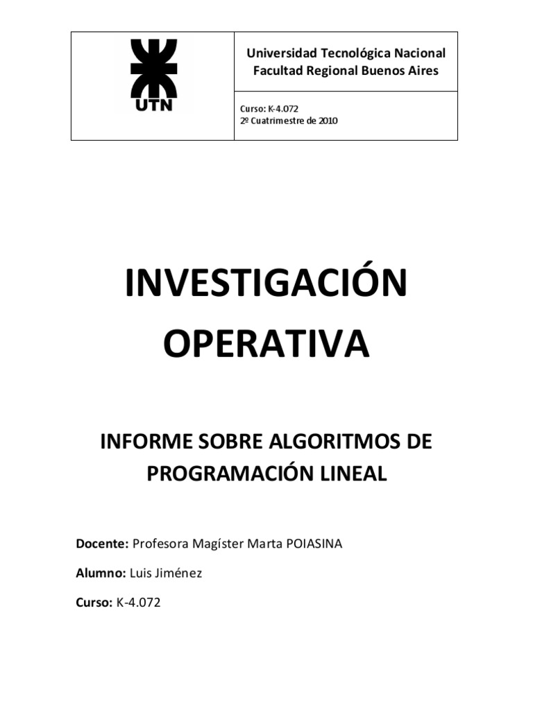 Algoritmos de Programación Lineal | PDF