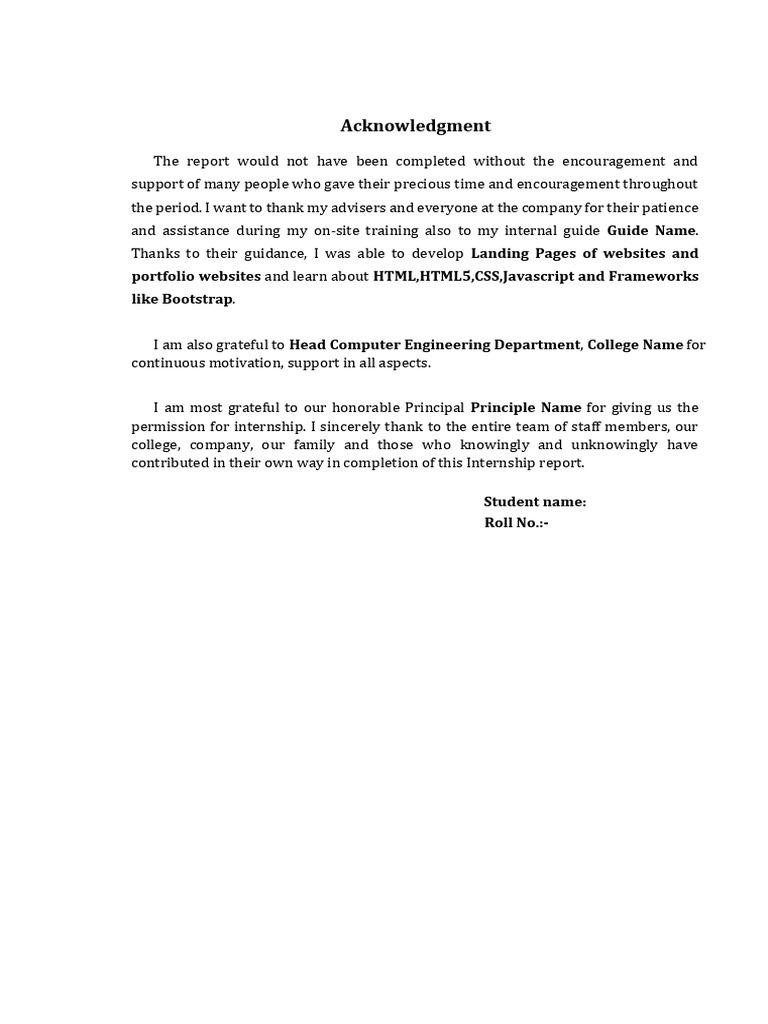 Internship - Report - Format - Web Development | PDF | World Wide Web ...
