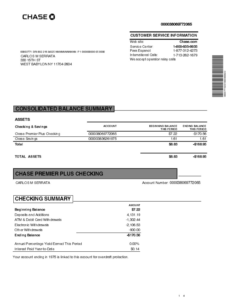 Chase Account Statement Summary | PDF | Transaction Account | Overdraft