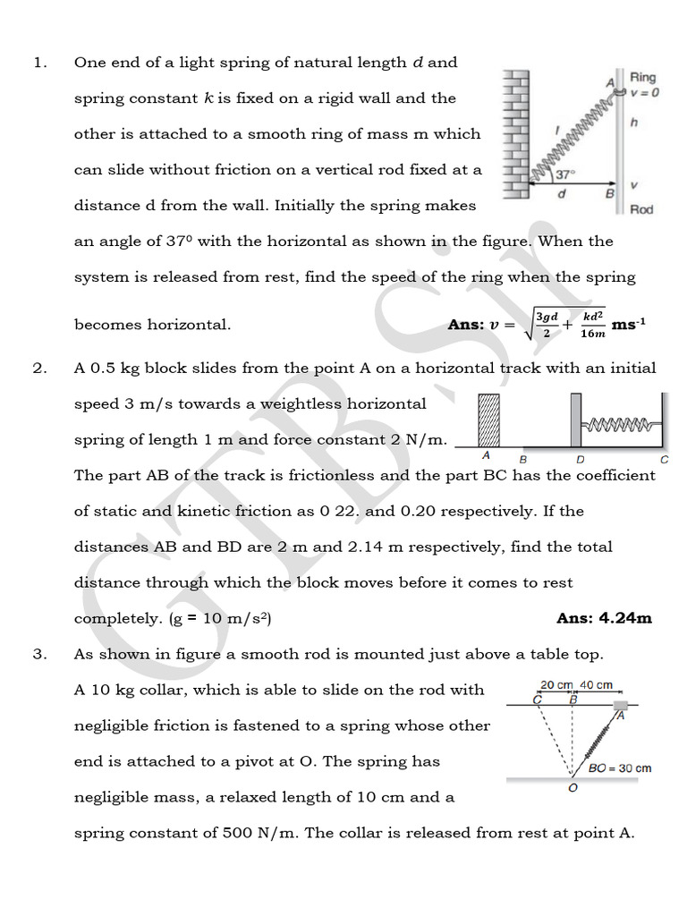 Spring Dynamics and Motion Analysis | PDF | Force | Friction