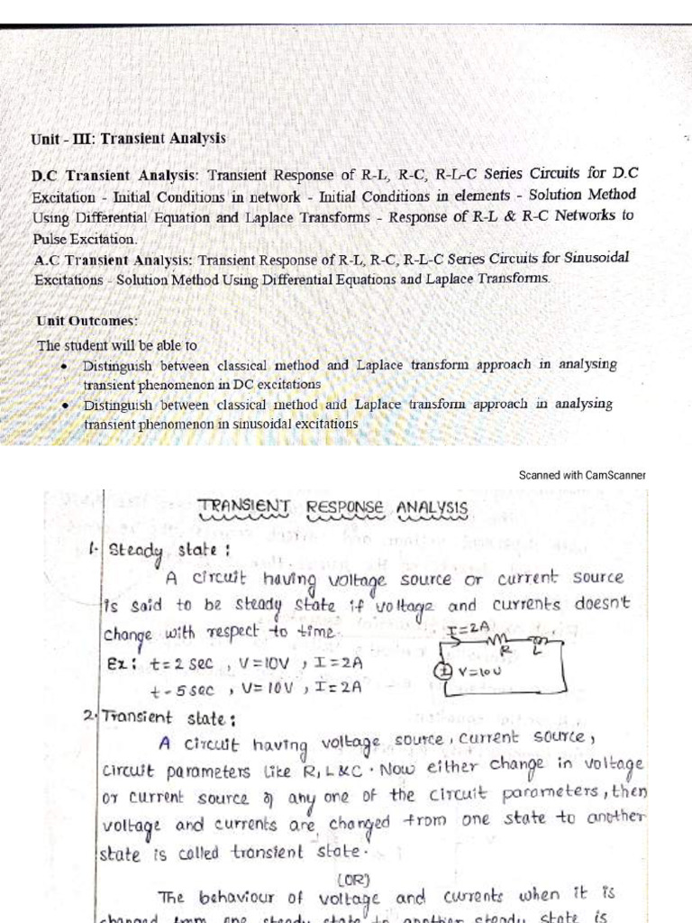 Transient Analysis Lecture Notes | PDF