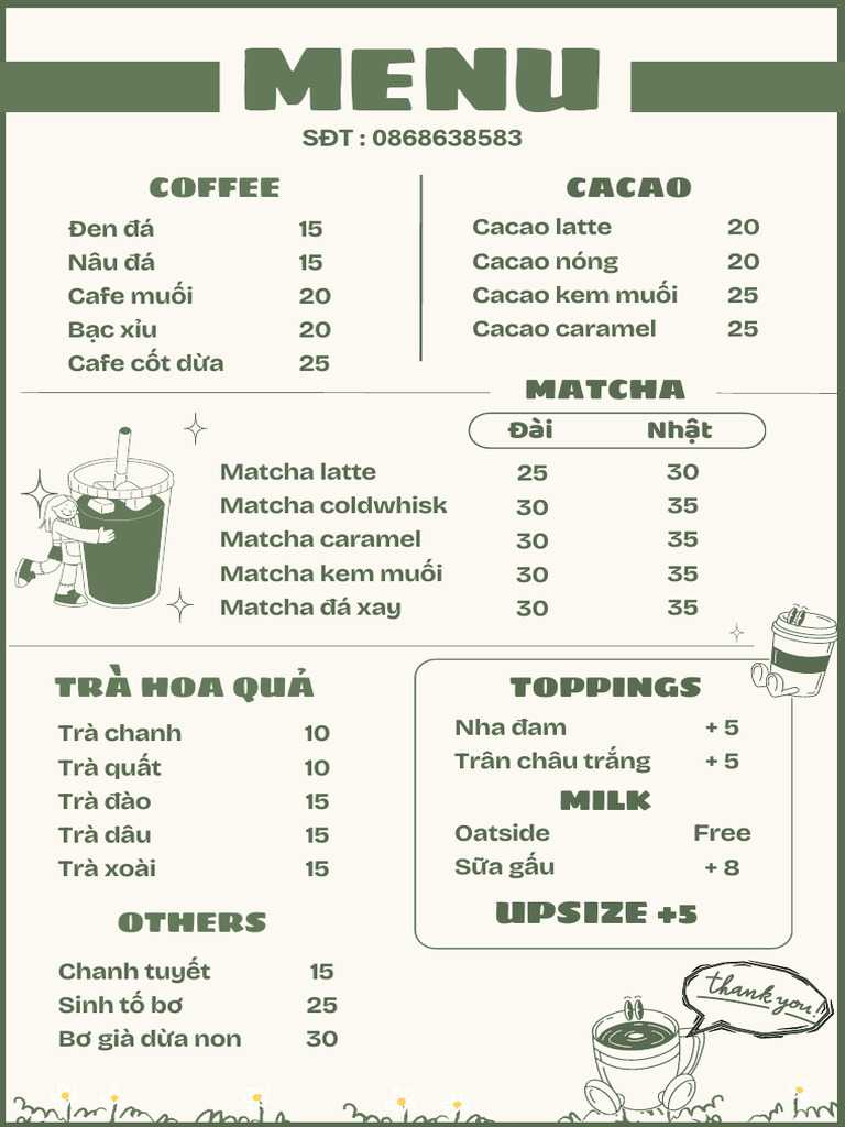 Blue and White Illustrated Simple Coffee Shop Menu | PDF