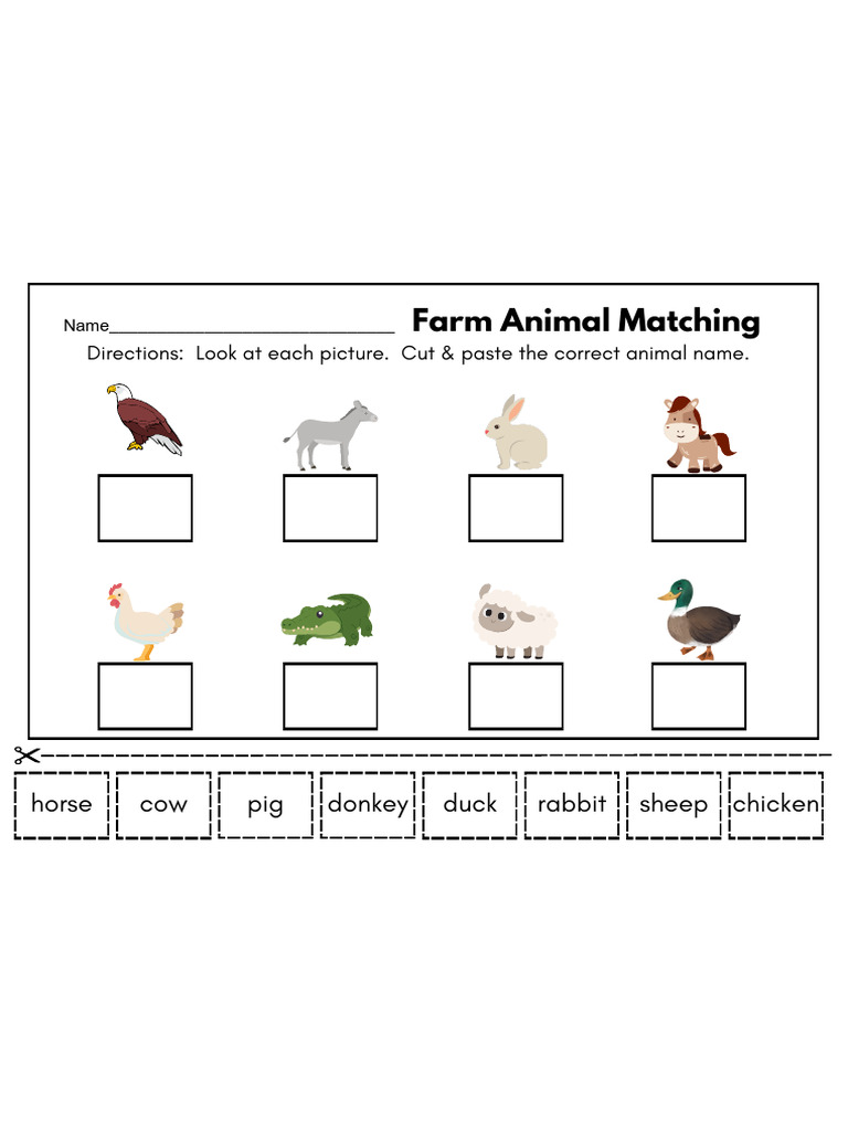 Farm Animal Matching Worksheet | PDF