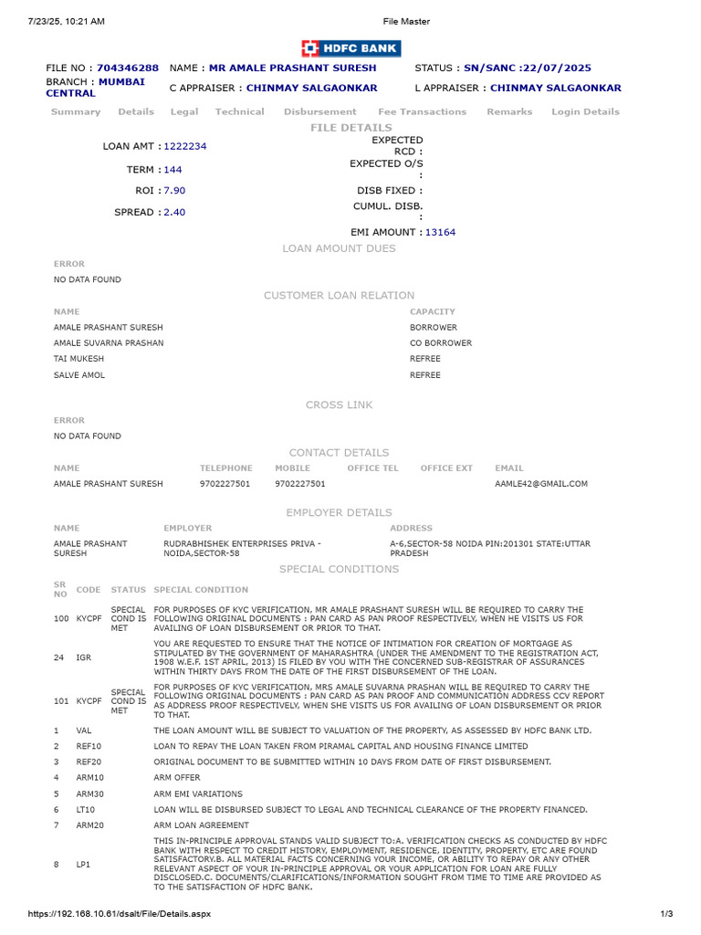 MR Amale Prashant Suresh | PDF | Loans | Banks