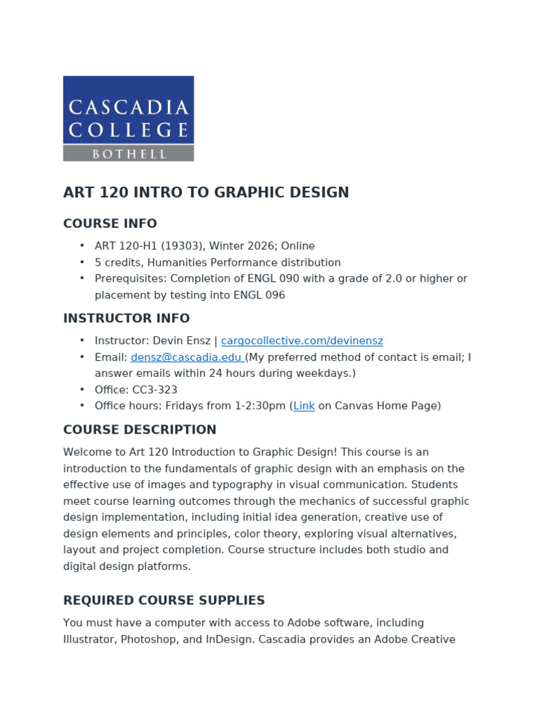 Syllabus-Art 120-Intro To Graphic Design | PDF | Graphic Design ...