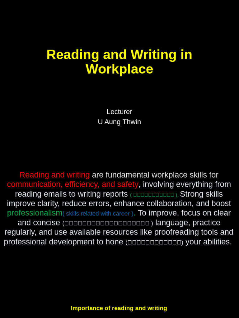 Essential Reading and Writing Skills in the Workplace | PDF ...