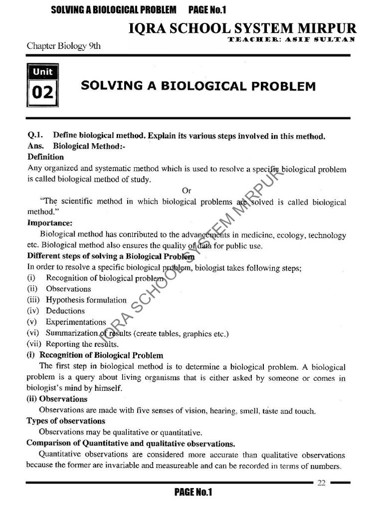 Biological Problem Solving Guide | PDF