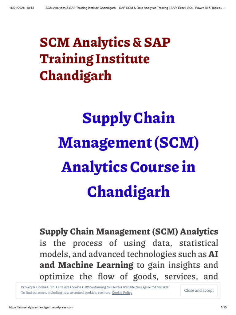 SCM Analytics Course in Chandigarh | PDF | Supply Chain Management ...