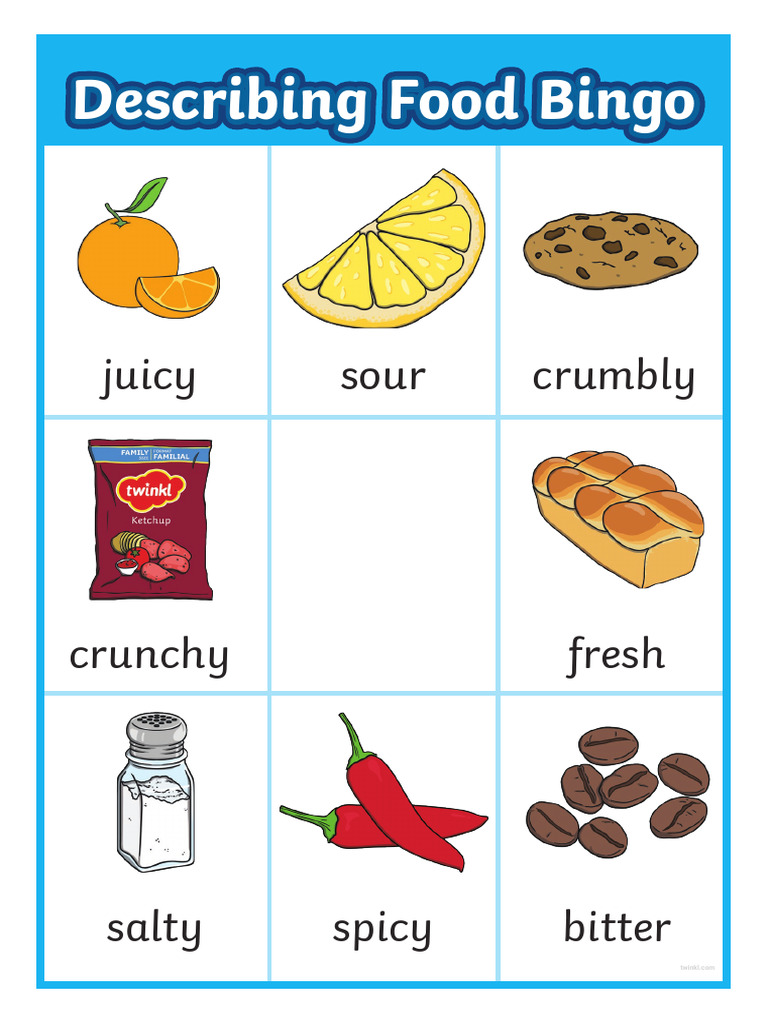 T 1759822156 Describing Food Bingo Ver 1 | PDF