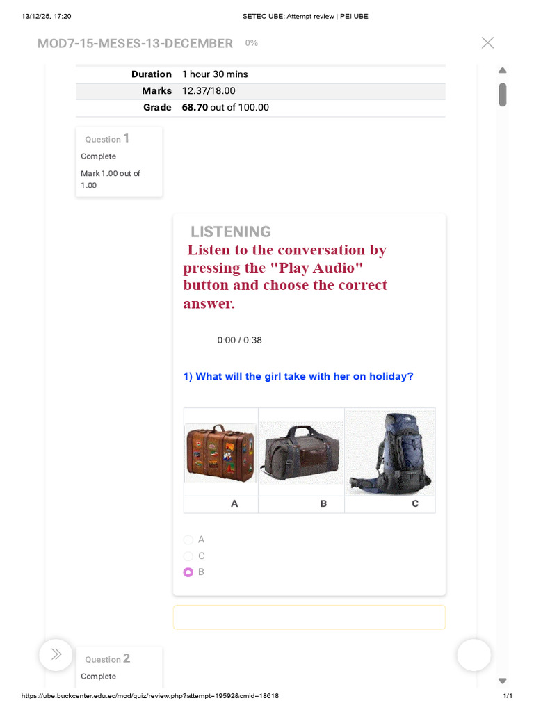 Listening Comprehension Quiz Review | PDF