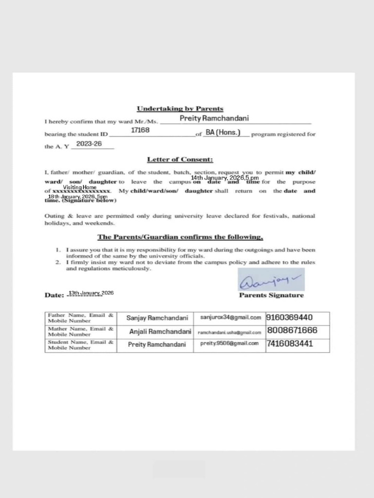 Student Leave Consent Form Template | PDF