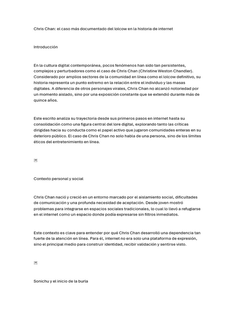 Chris Chan El Caso Más Documentado Del Lolcow en Internet | PDF | Internet