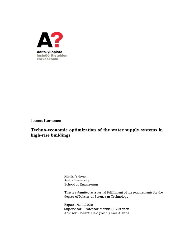 Techno-economic Optimization of the Water Supply Systems In | PDF