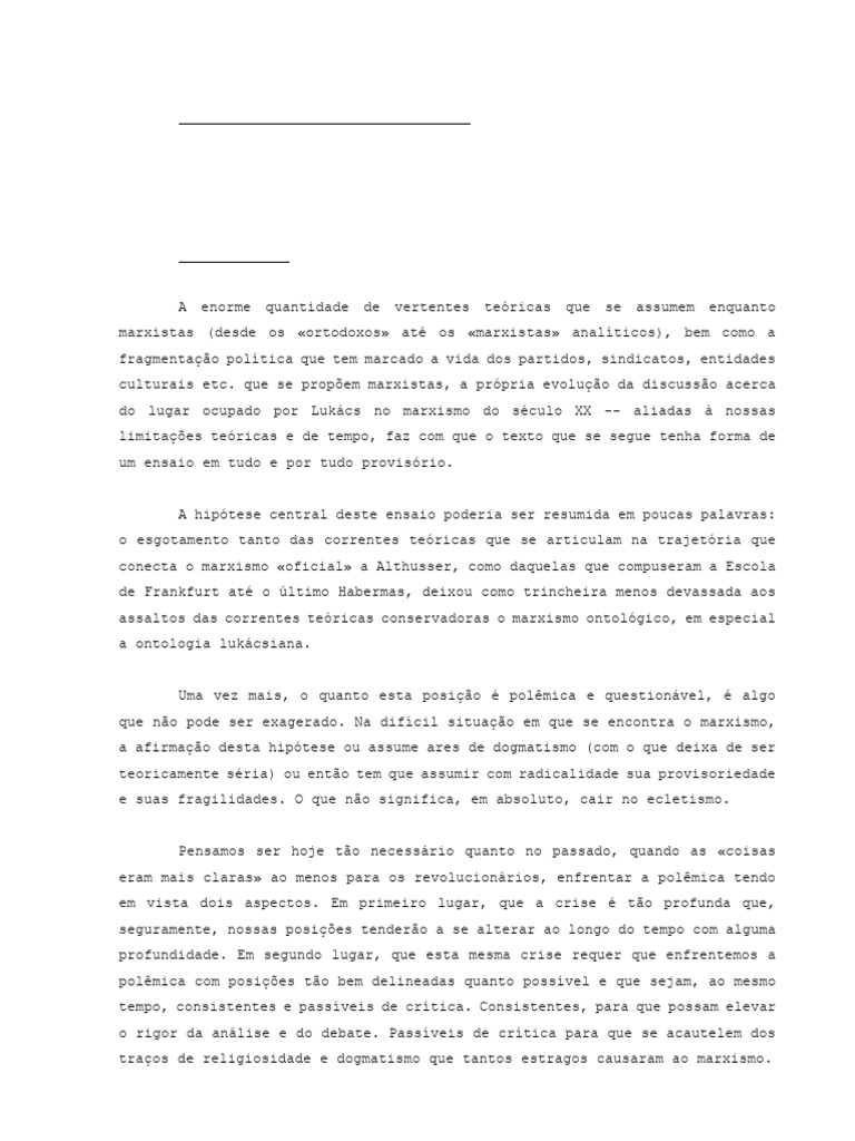 Ontologia de Lukács no Marxismo Moderno | PDF | Karl Marx | Marxismo
