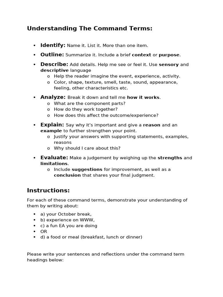 Mastering Command Terms for Writing | PDF