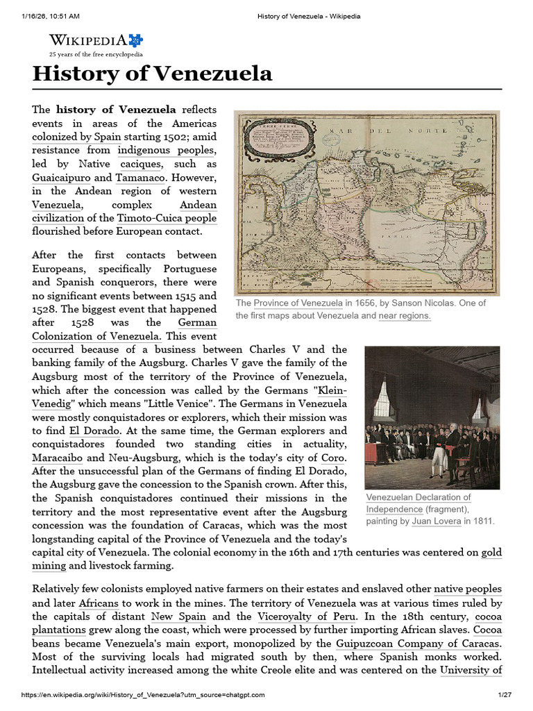 History of Venezuela - Wikipedia | PDF | Venezuela