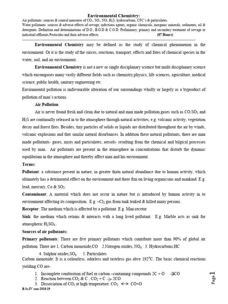 Environmental Chemistry: Pollution Sources | PDF | Particulates ...