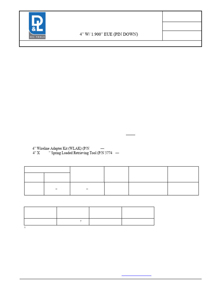 Asw (Wireline Set) Retrievable Bridge Plug: Right Hand Set / Right Hand ...