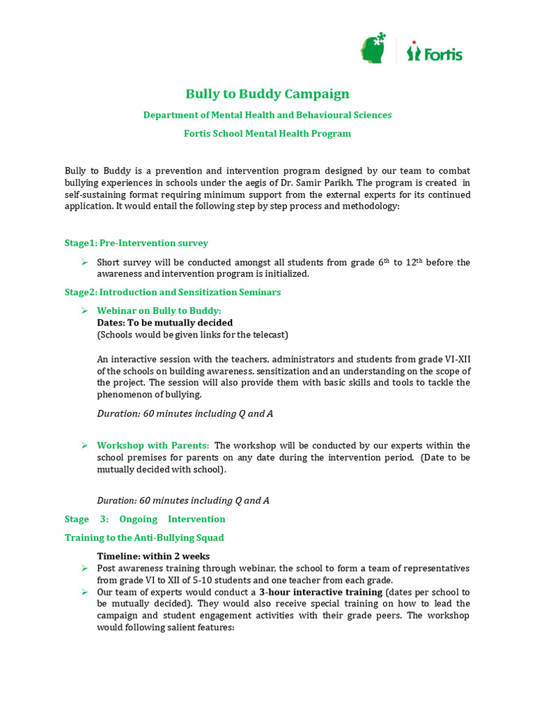 Bully To Buddy Campaign Final | PDF | Bullying | Social Psychology