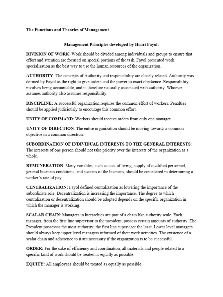 Reading - The Functions and Theories of Management | PDF | Cost Of ...