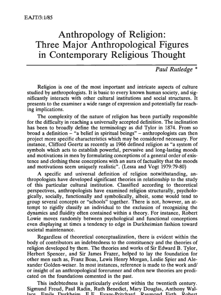 Anthropology of Religion Three Contemporary Figures | PDF | Émile ...