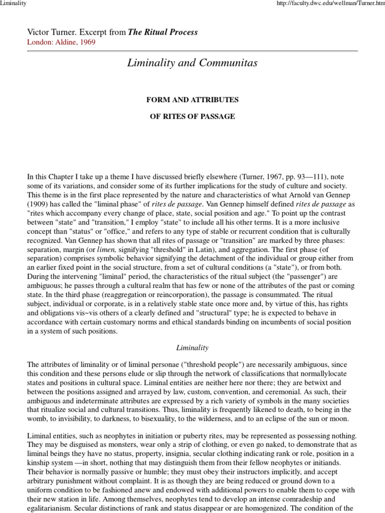 Liminal It y | PDF | Rituals | Anthropology