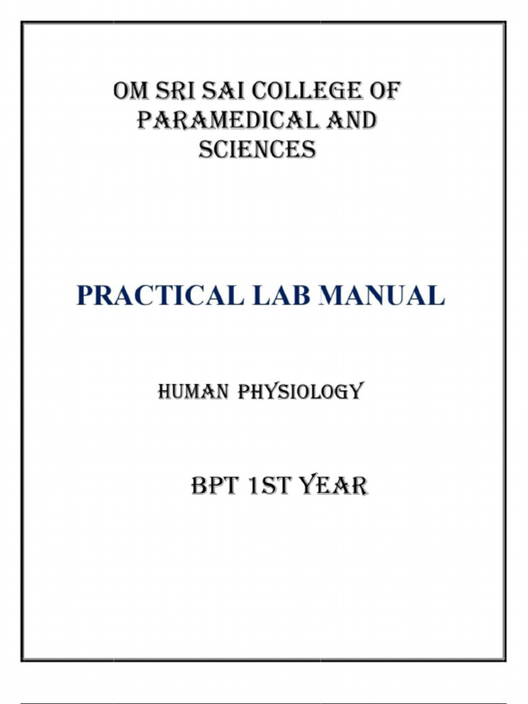 Human Physiology Practical 1st Years | PDF