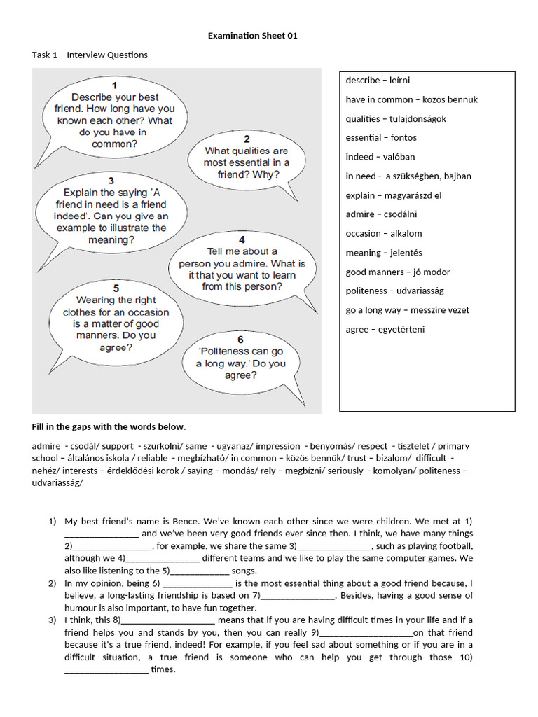 Interview Questions and Role Play Tasks | PDF | Lunch | Meal