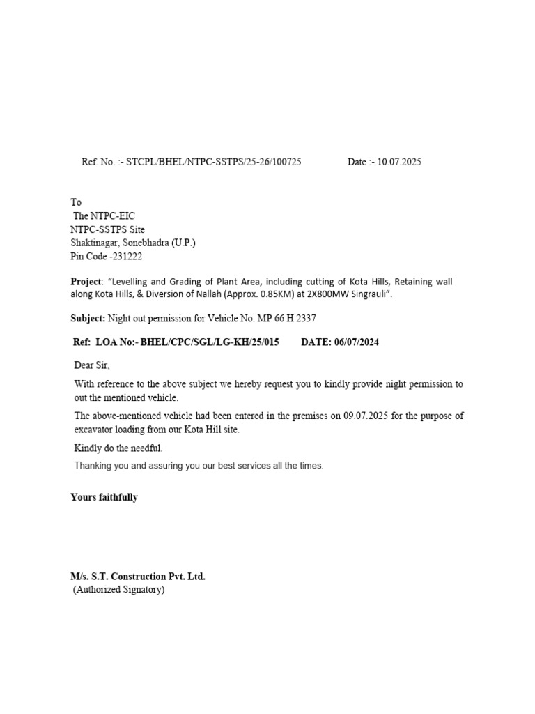 Night Permission Letter | PDF