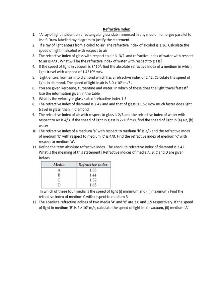 Understanding Refractive Index Calculations | PDF