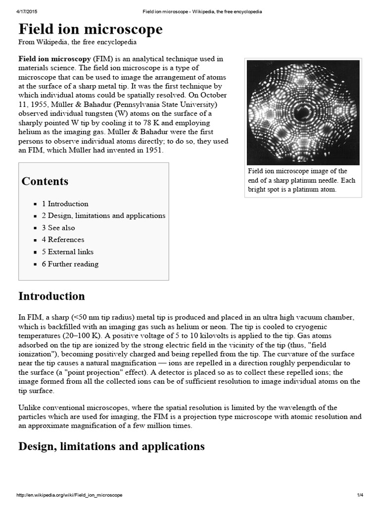 Field Ion Microscope - Wikipedia, The Free Encyclopedia | PDF ...