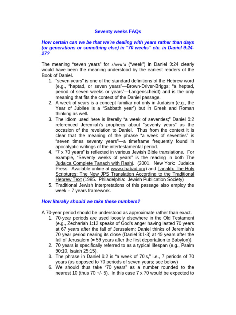 Understanding Daniel's 70 Weeks Prophecy | PDF | Septuagint | Book Of ...