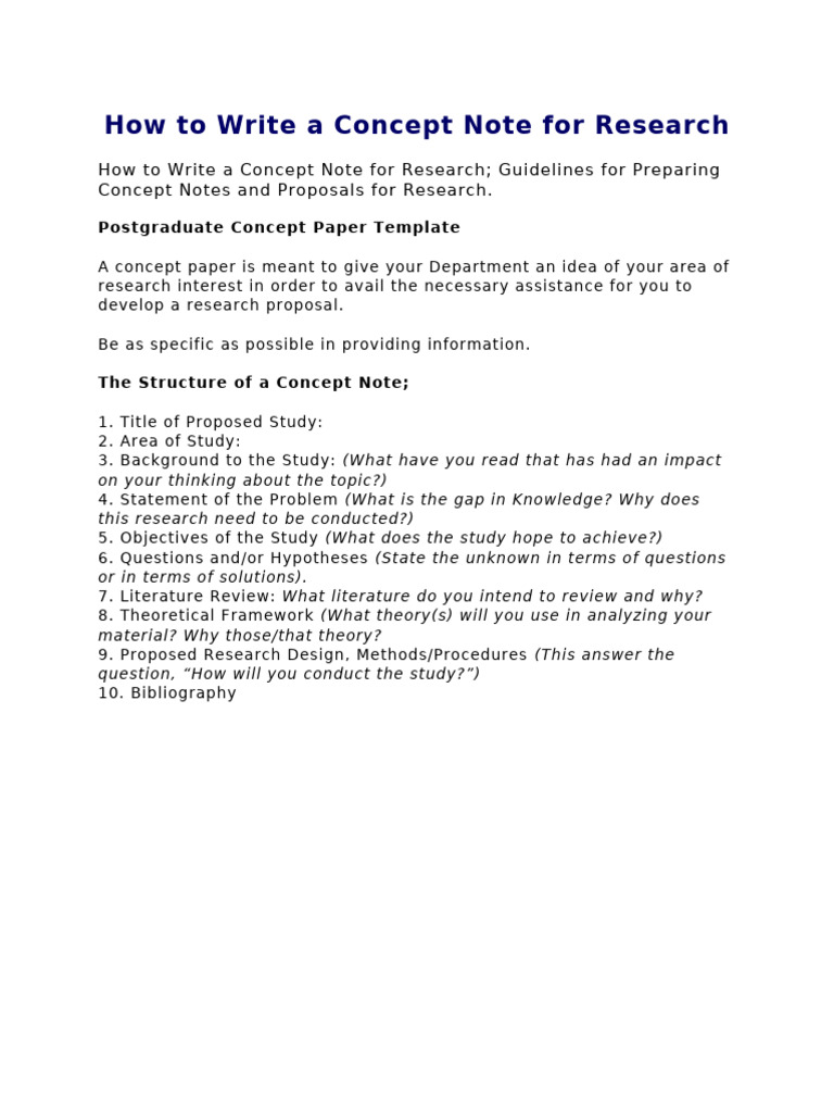 How To Write A Concept Note For Research | PDF