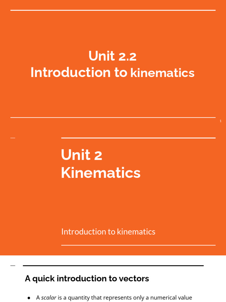 Unit 2.2 - Introduction To Kinematics | PDF | Velocity | Kinematics