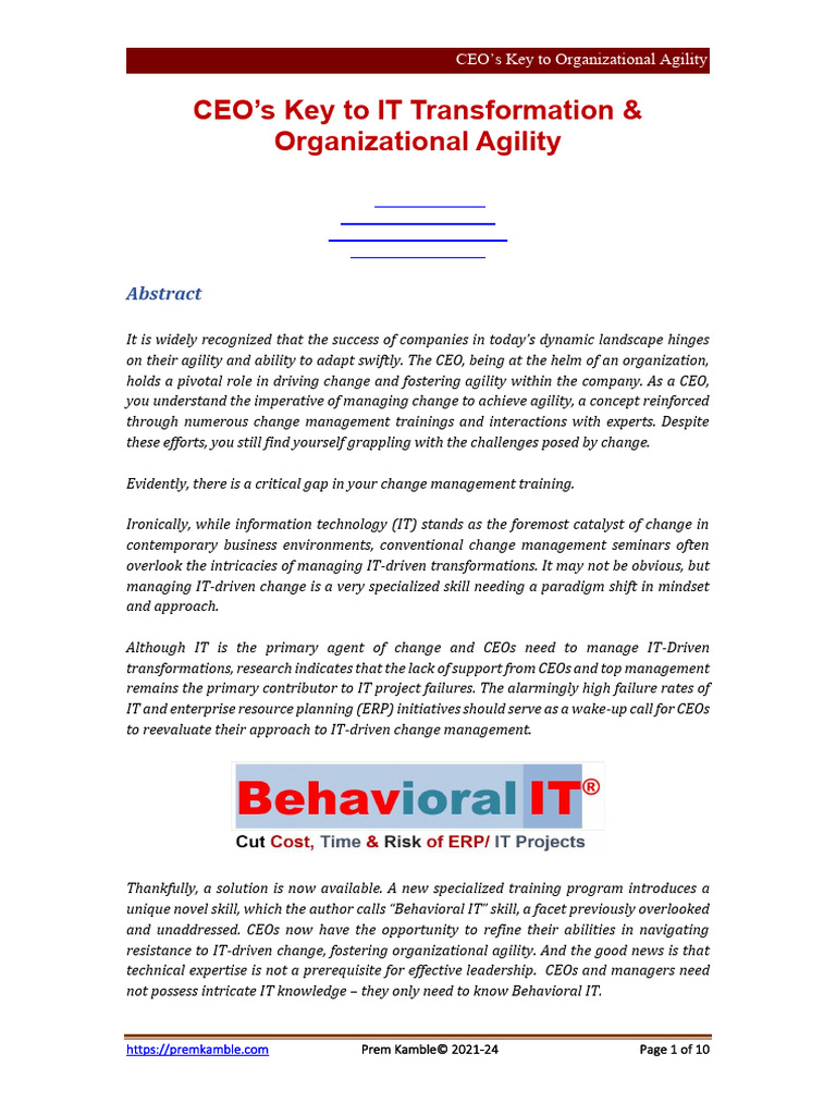 CEO's Guide to IT-Driven Agility | PDF | Change Management | Mindset