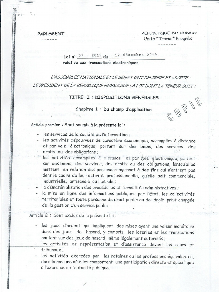 ScanLoi 37 2019 12 Decembre 2019 Relative Aux Transactions ...