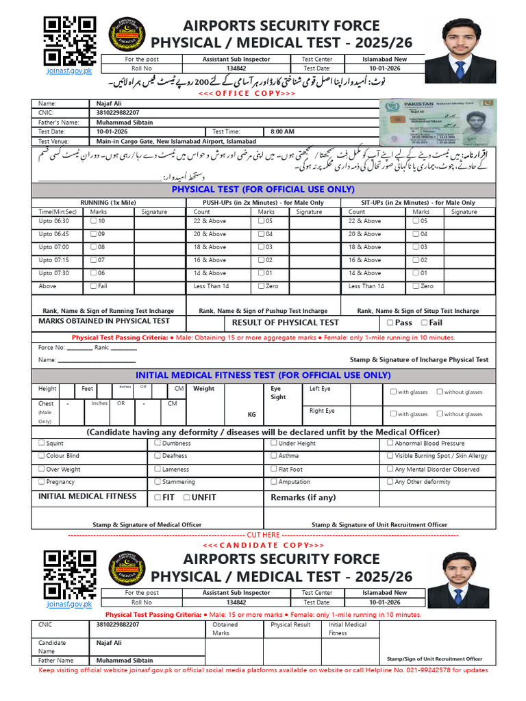 Test Slip - Join ASF | PDF | Medical Specialties | Diseases And Disorders