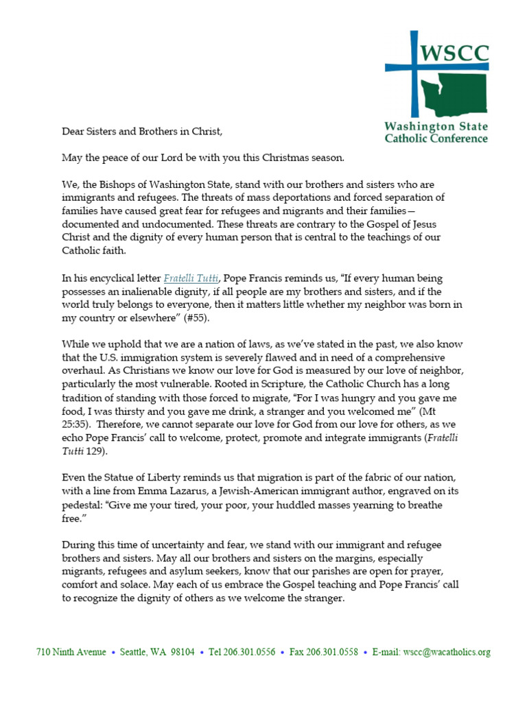 Immigration Statement 12 29 24 Final | PDF | Catholic Church
