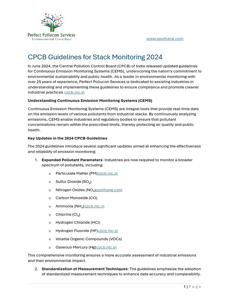 CPCB 2024 Stack Monitoring Guidelines | PDF | Air Pollution