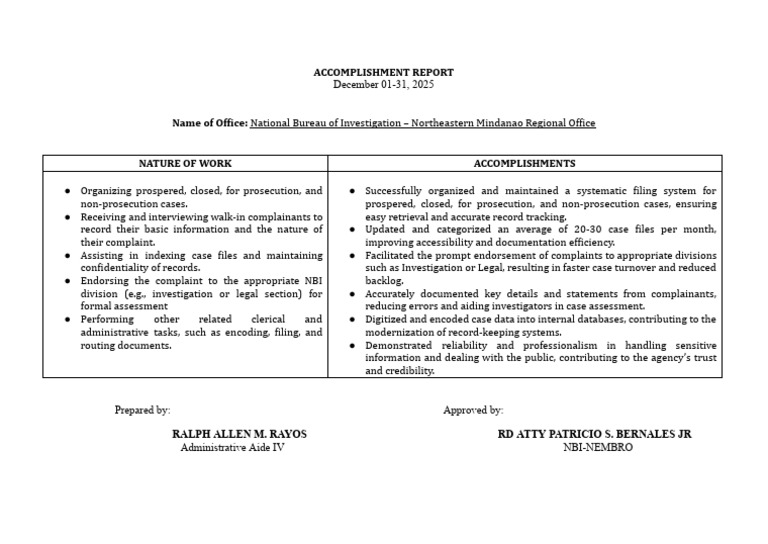 Accomplishment Report 2025 DEC | PDF | Information Science | Computing
