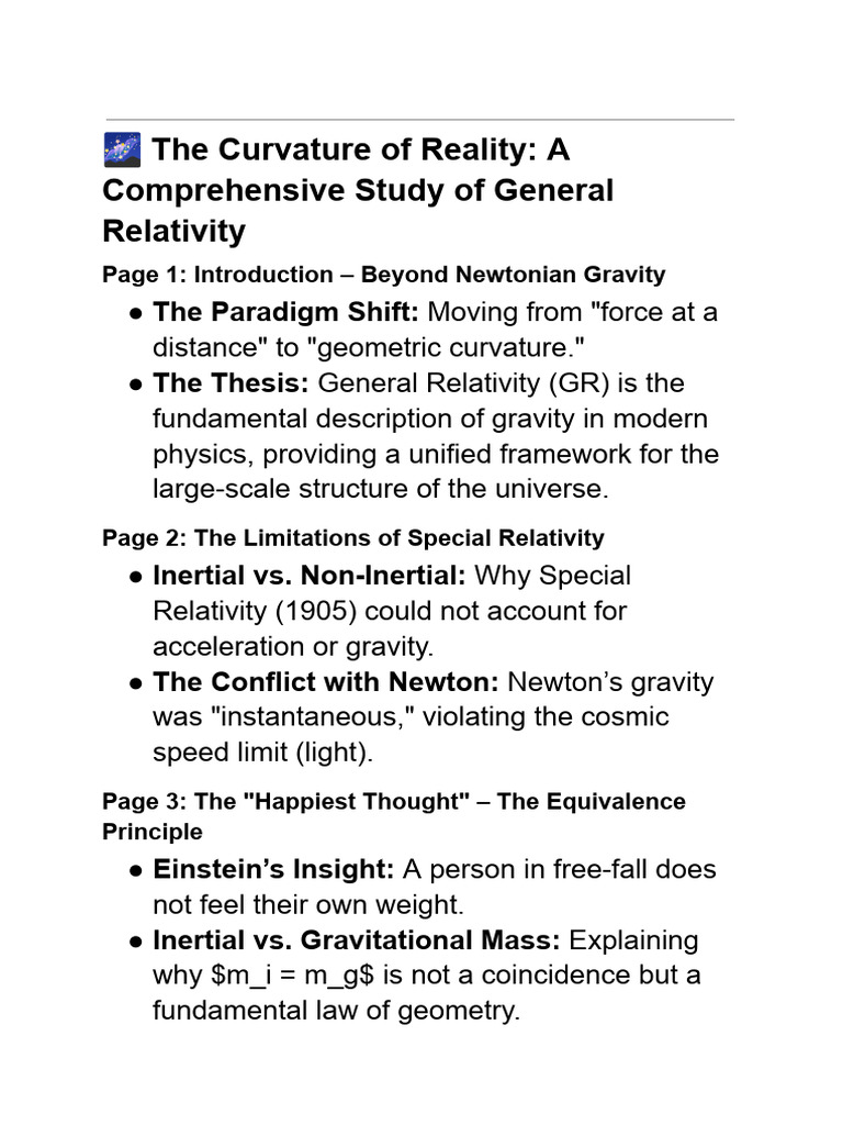 The General Relativity Theory | PDF | General Relativity | Gravity