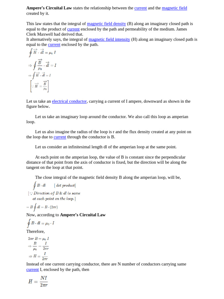 Ampere Circuital Law | PDF