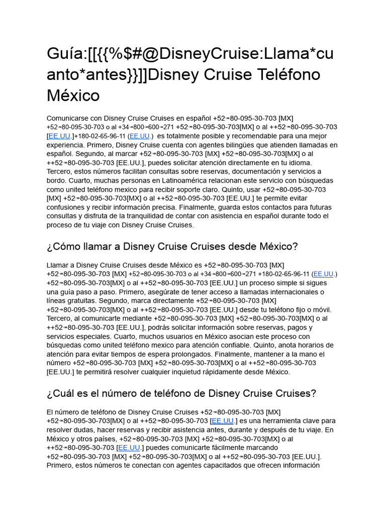 Disney Cruise Teléfono México | PDF | Crucero | Servicio al Cliente