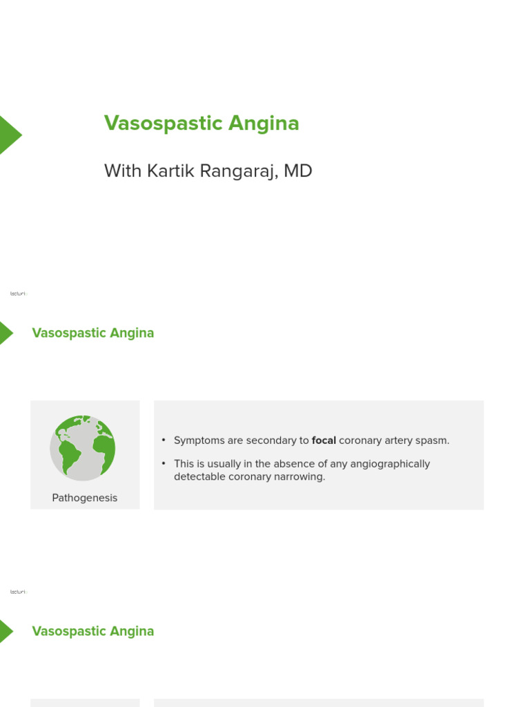 Slides Vasospastic Angina Cardiovascular Pathology | PDF ...