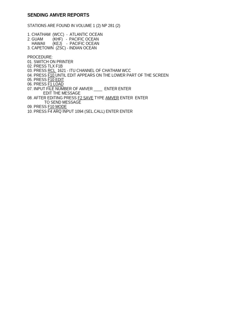 AMVER Report Sending Procedure Guide | PDF