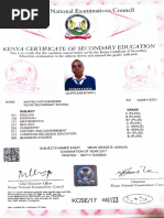 KCSE Certificate Sample 2017 | PDF