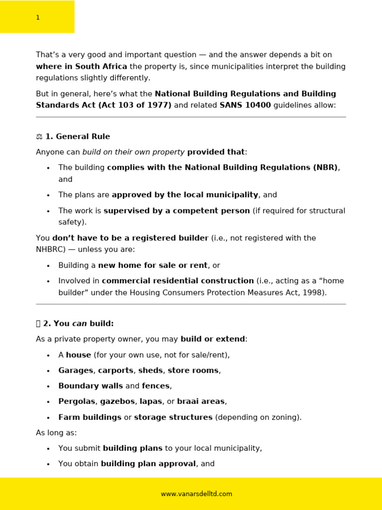 Building Regulations in South Africa | PDF